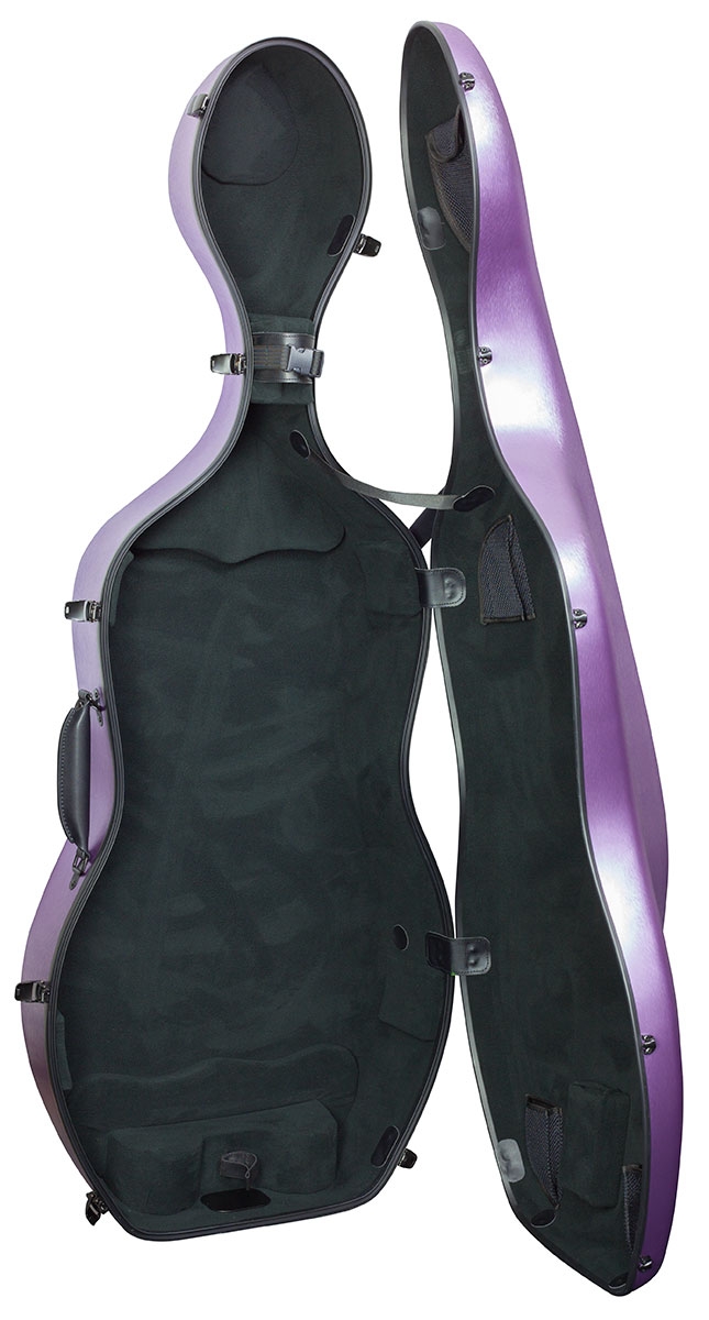 CLPC1PR NEW Hidersine 4/4 polycarbonate CELLO case in brushed purple ...